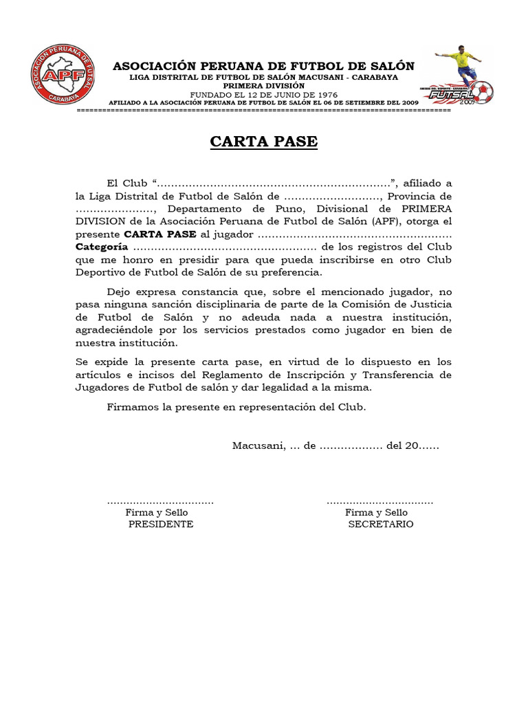 Carta Pase | PDF