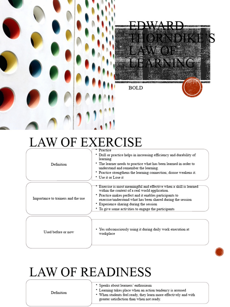 EDWARD THORNDIKE'S Law of LEARNING | PDF