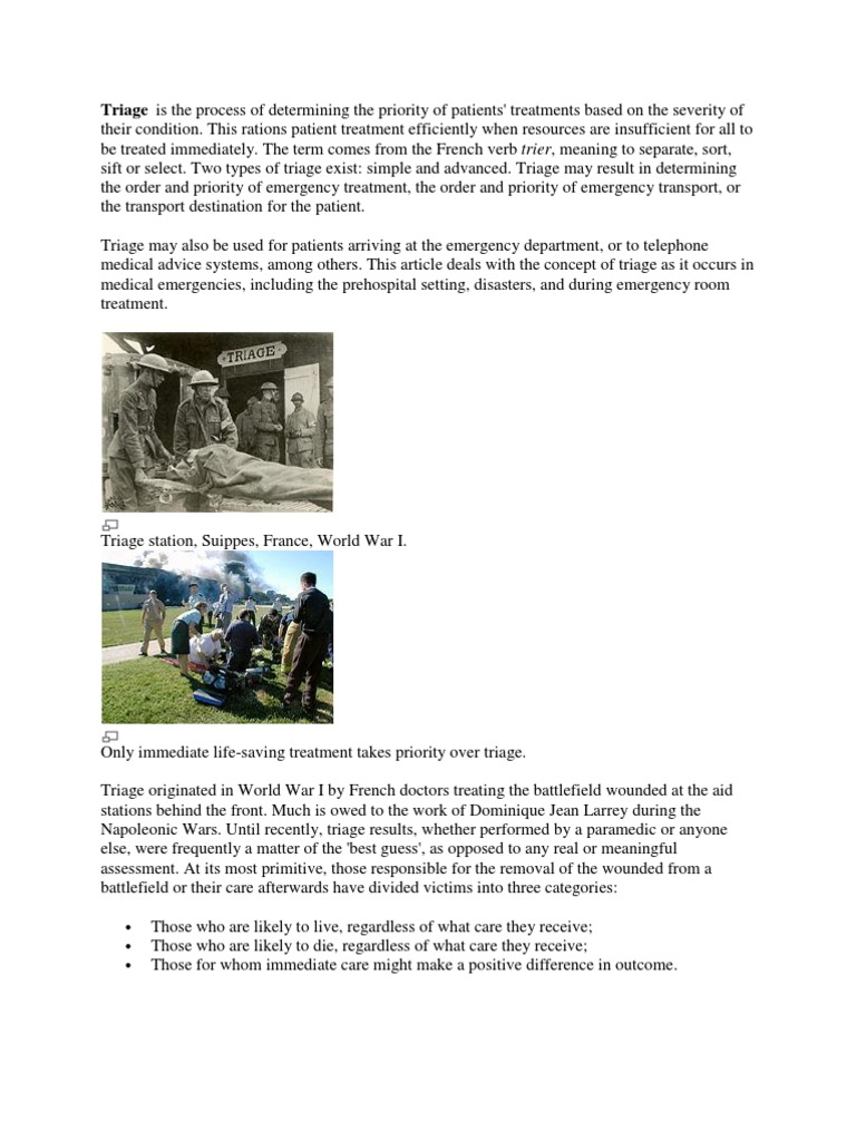 The Process and Types of Triage in Medical Emergencies | PDF ...