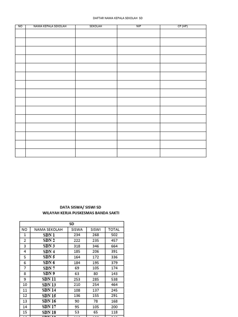 Data Sekolah dan Siswa Banda Sakti | PDF