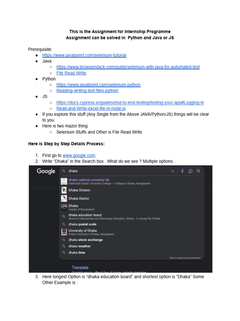 Internship Assignment | PDF