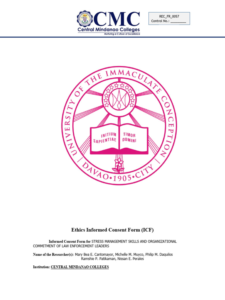 REC FR 0057 Ethics Informed Consent Form ICF 2 | PDF | Psychological ...