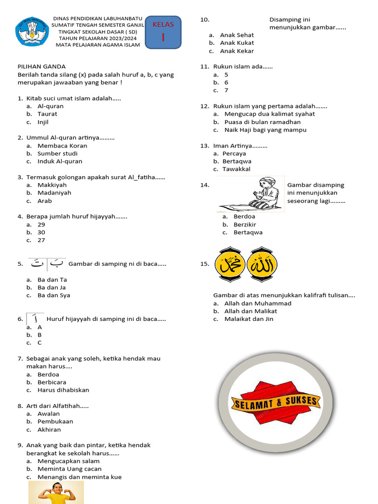 Soal Pai Kelas 1 | PDF