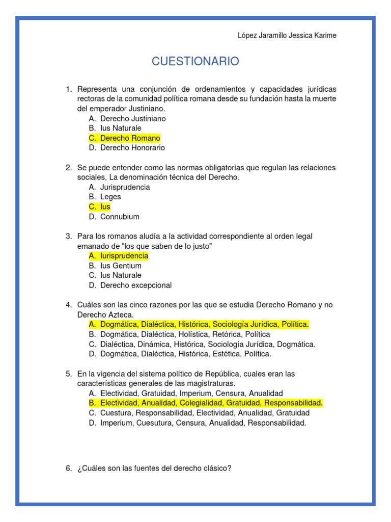 Cuestionario de opción múltiple | PDF