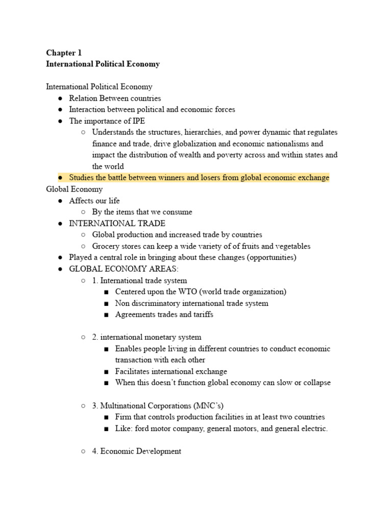 Political Economy Notes | PDF | Finance & Money Management | Social Science