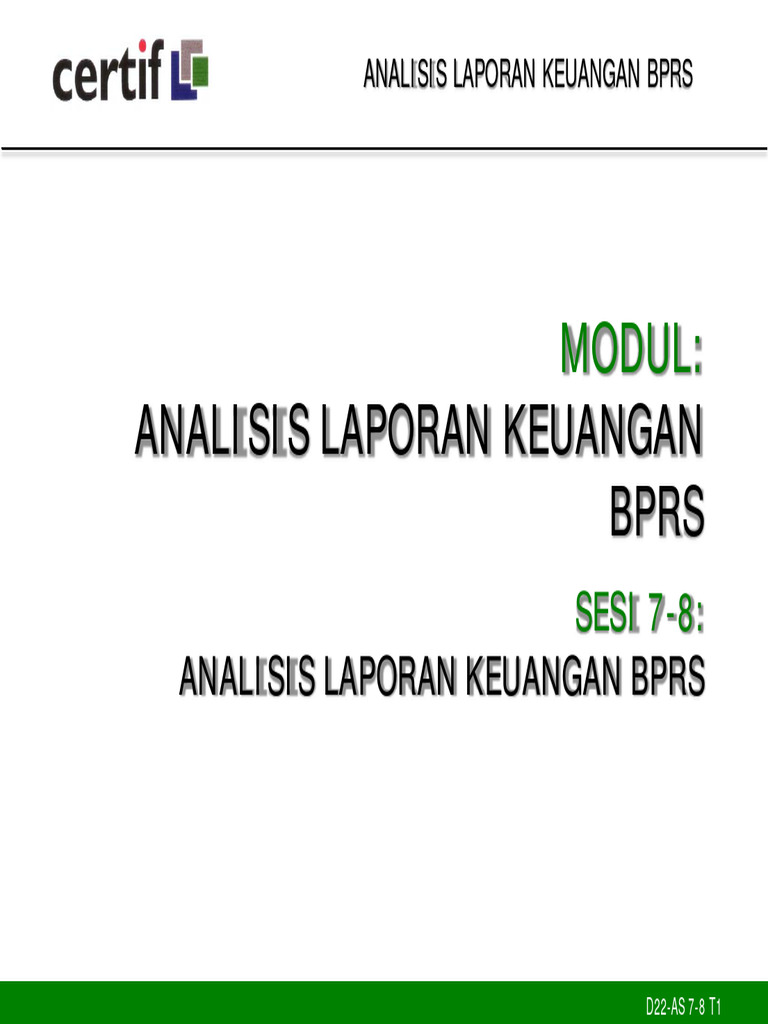D22-As 7-8 Analisis Laporan Keuangan BPRS | PDF