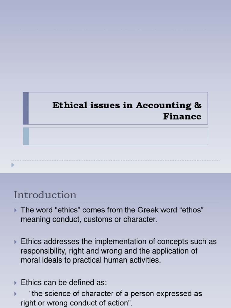 Ethical Issues in Accounting and Finance | PDF | Accounting | Audit