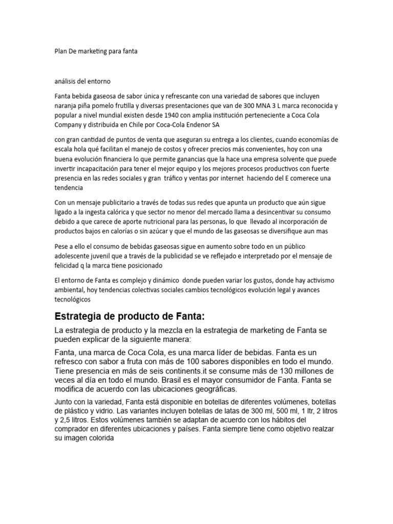 Aporte de Plan de MTG | PDF | Coca Cola | Refresco
