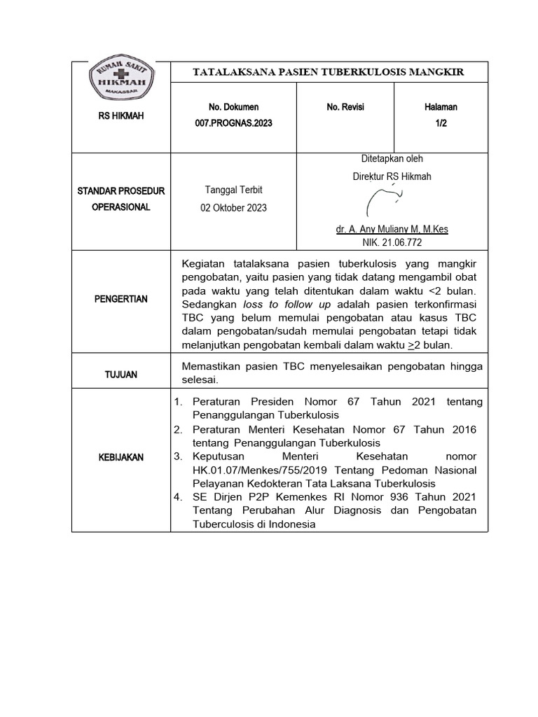 Spo Tatalaksana Pasien Mangkir | PDF