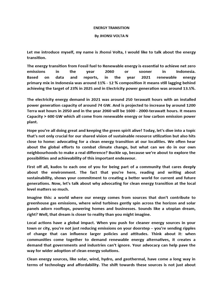 Energy Transition | PDF | Renewable Energy | Energy Development