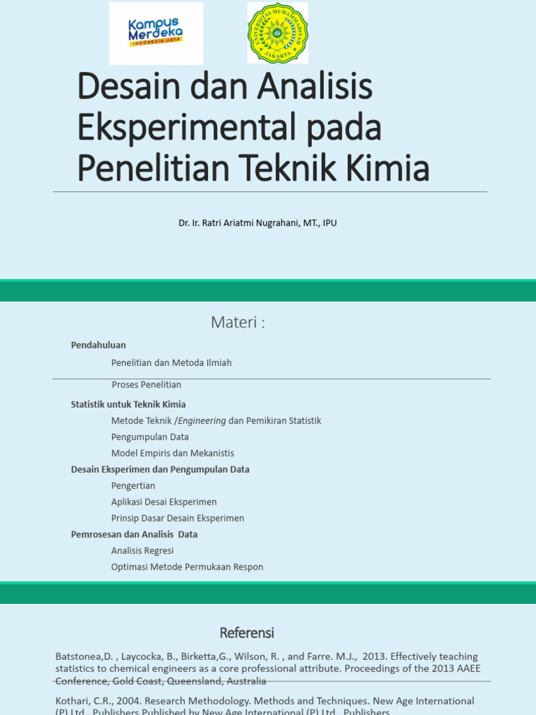 Modul Kuliah Penelitian Dan Kolokium Hasil. Pert 3&4. Desain Dan Analisis Eksperimental | PDF