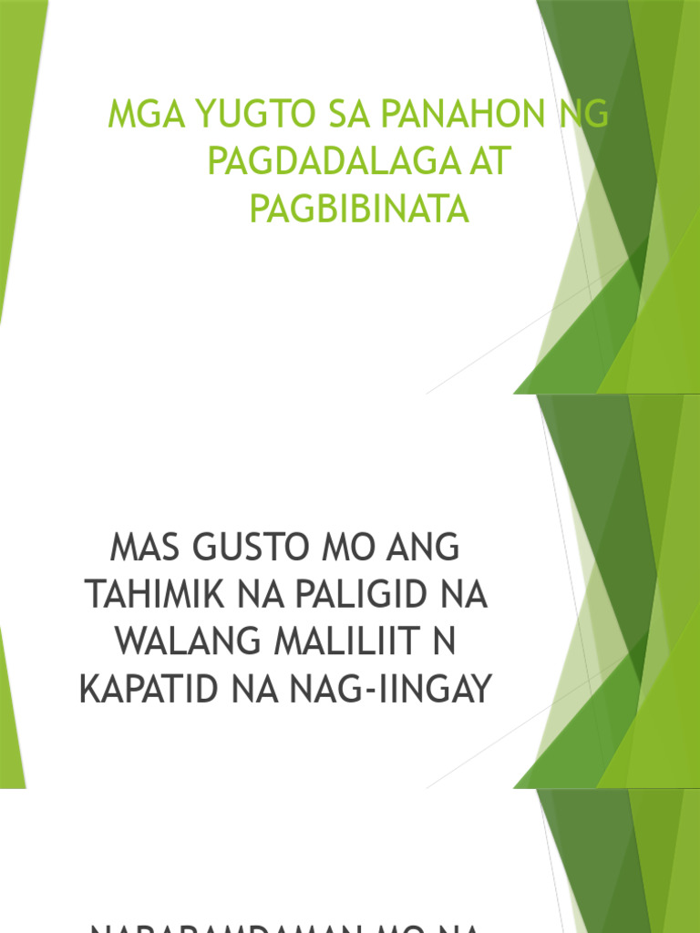 Mga Yugto Sa Panahon NG Pagdadalaga at Pagbibinata | PDF