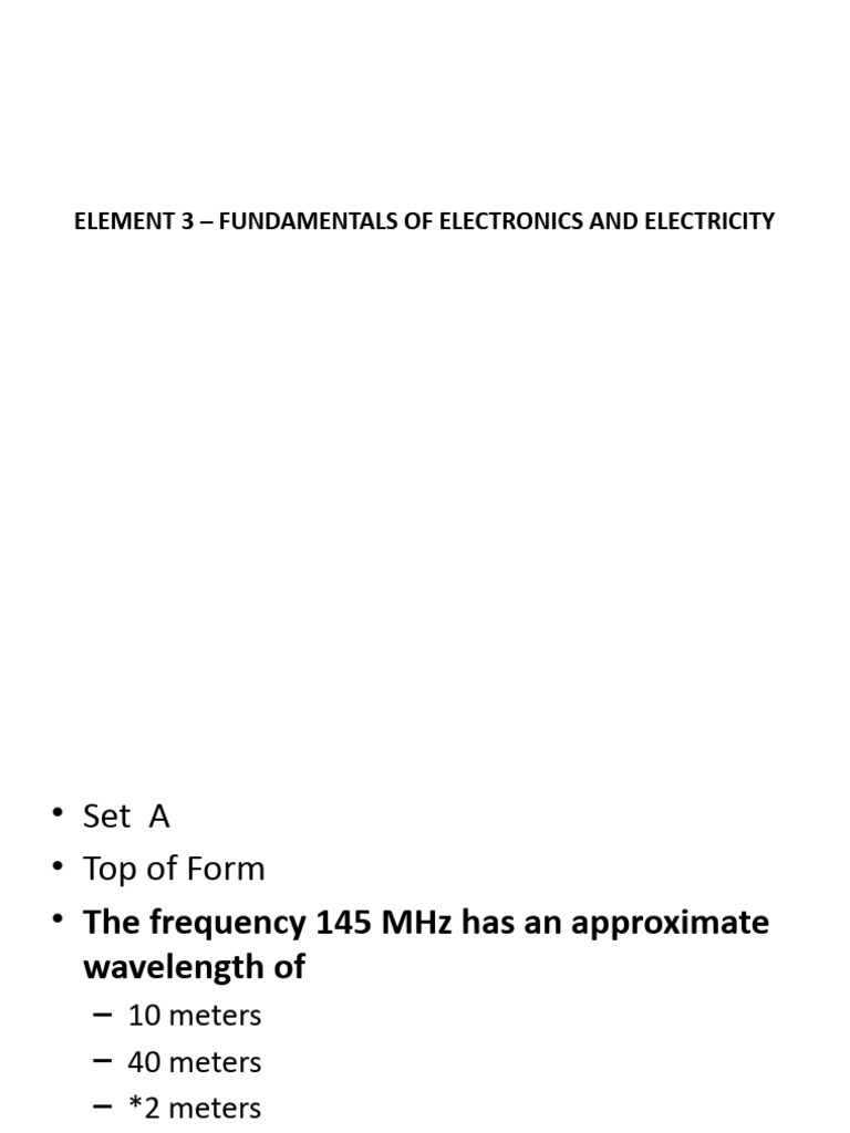 Element 3 - Fundamentals of Electronics and Electricity | PDF ...