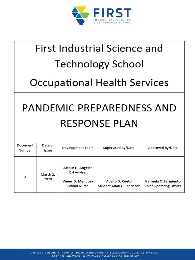Pandemic Preparedness Plan for Schools | PDF | Pandemic | Medical ...