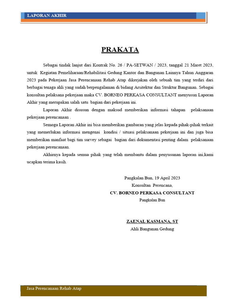 Prakata dan Daftar Laporan Akhir | PDF