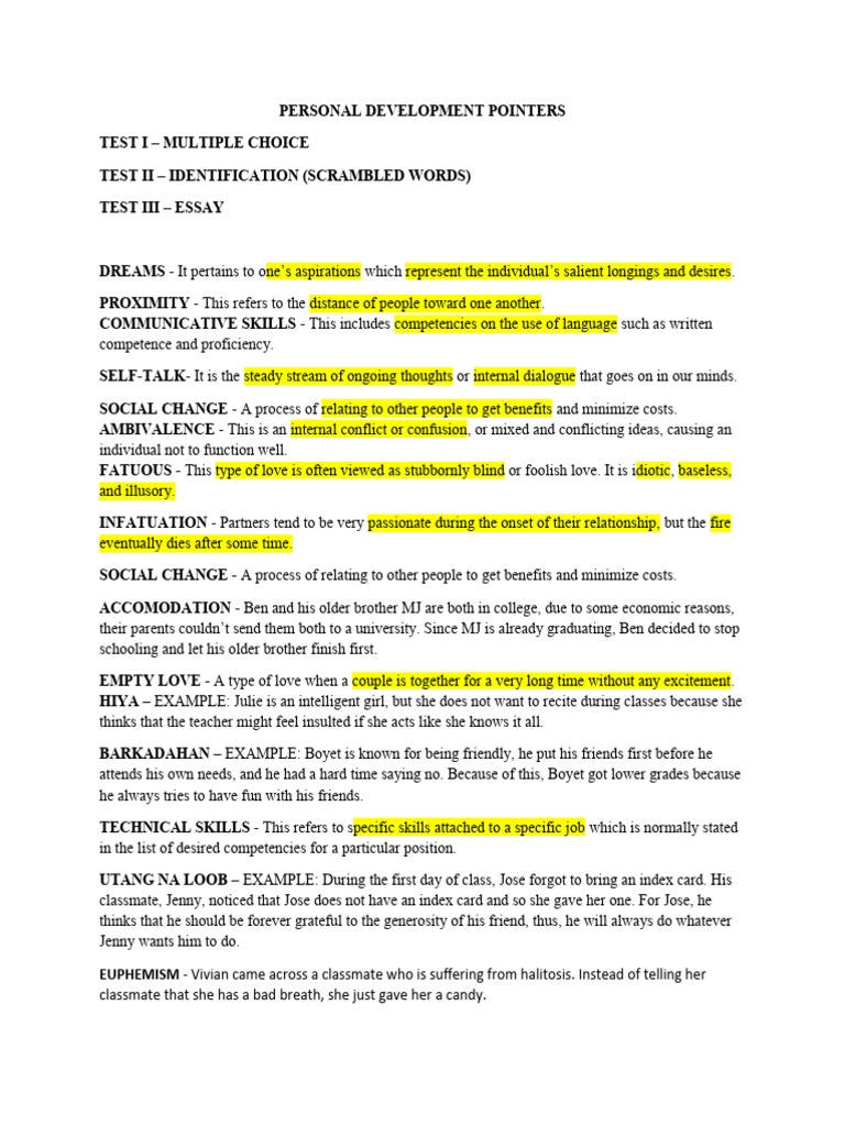 Pointers Personal Development | PDF