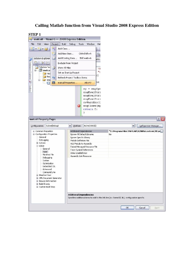 Calling Matlab Function From Visual Studio 2008 Express Edition | PDF