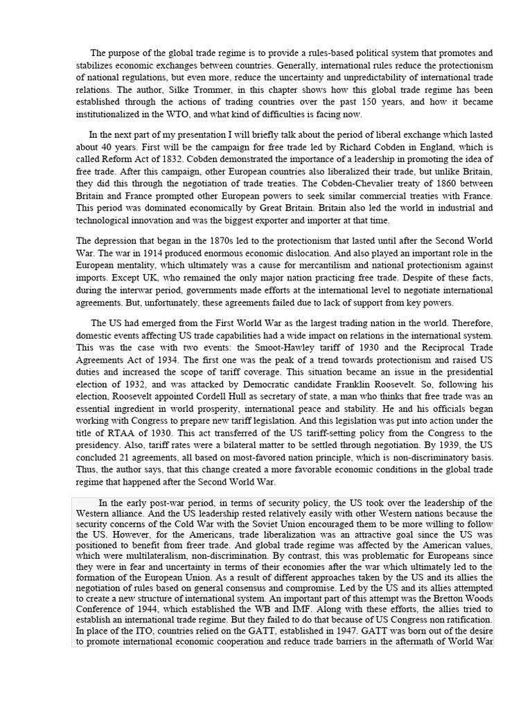 The Evolution of The Global Trade Regime - Script | PDF | World Trade ...