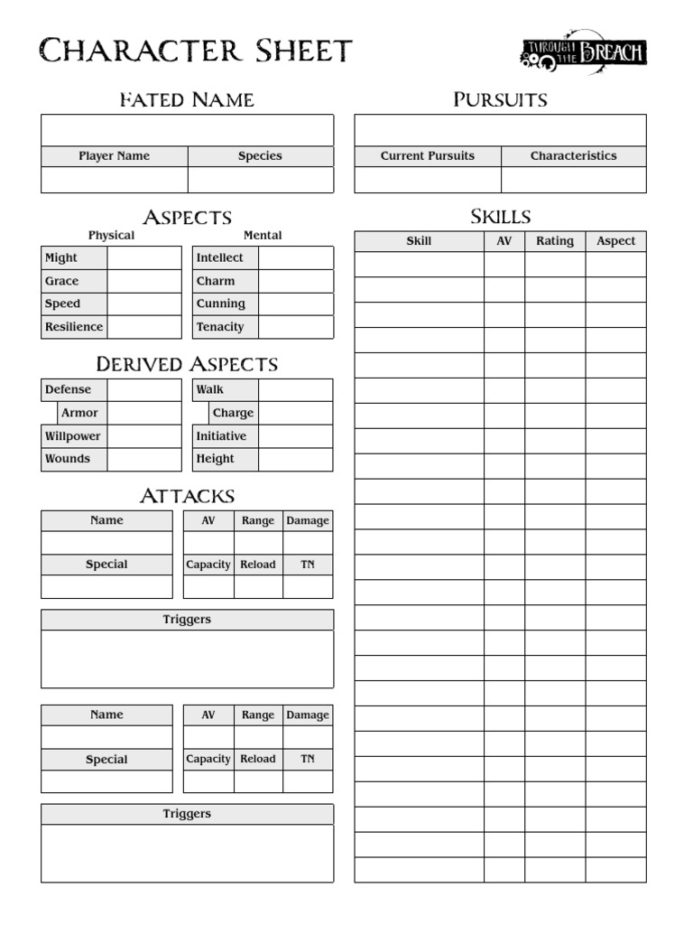 TTB CharacterSheet From-Nightmares | PDF