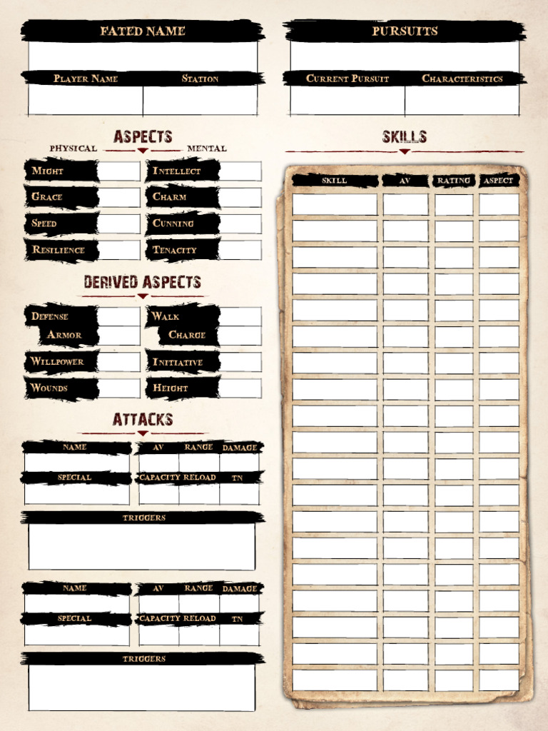 TTB CharacterSheet Core-Rules | PDF