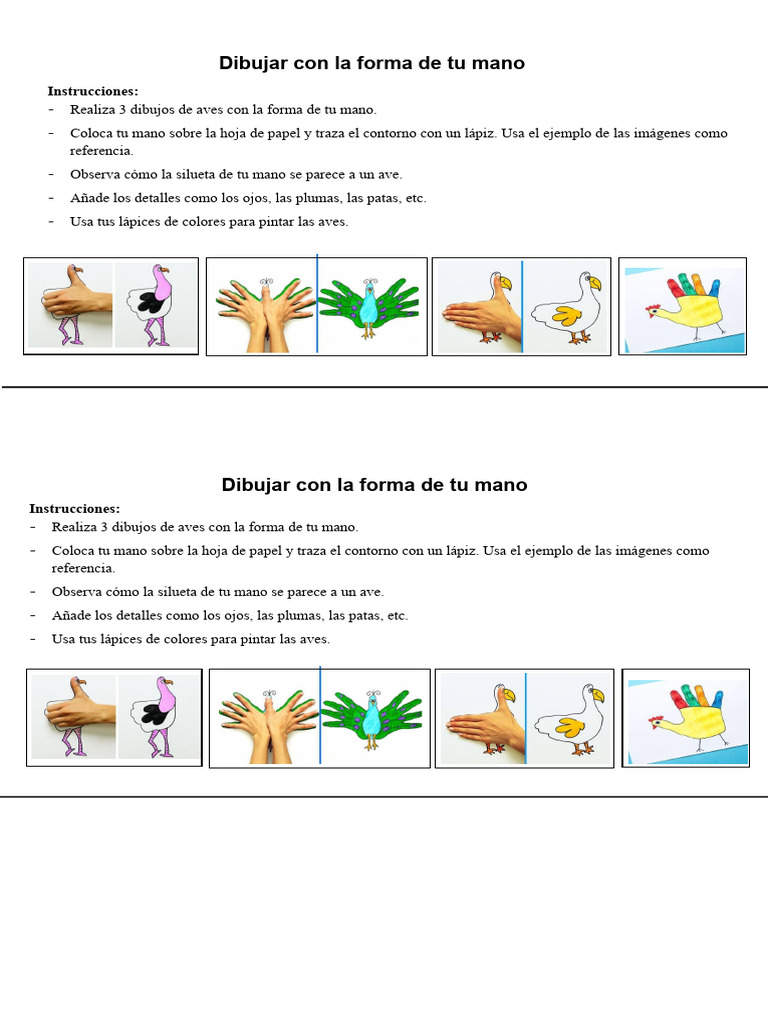 Guía Dibujo con forma de manos. | PDF