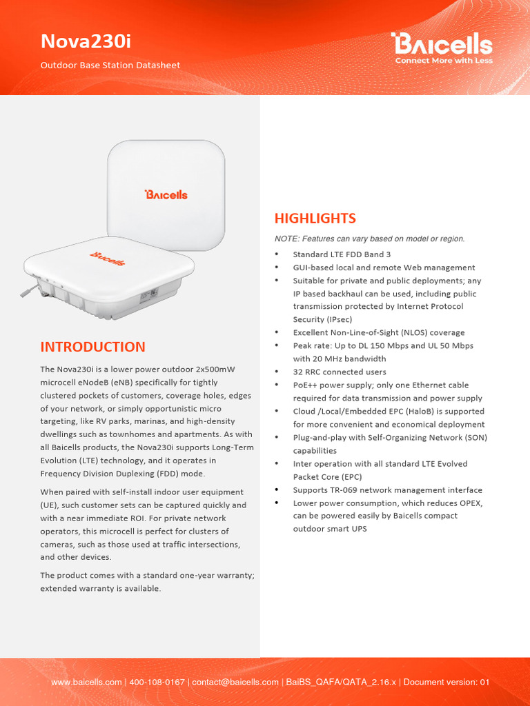 Nova230i Pbs4200b Enb Data Sheet-Baibs - Qafaqata - 2.16.X-01 | PDF ...