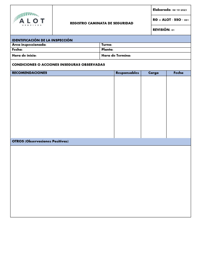 Registro Caminata de Seguridad | PDF | Tecnología e ingeniería Registro Caminata de Seguridad | PDF | Tecnología e ingeniería