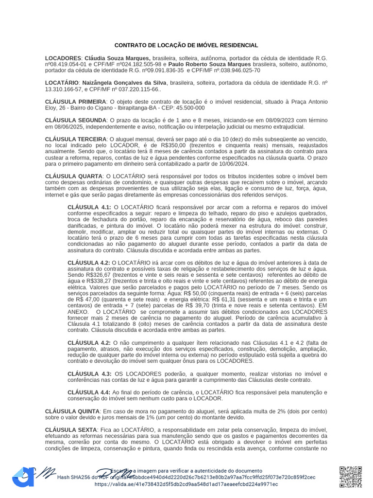 CONTRATO-DE-LOCACAO-DE-IMOVEL-RESIDENCIAL (Assinado) | PDF