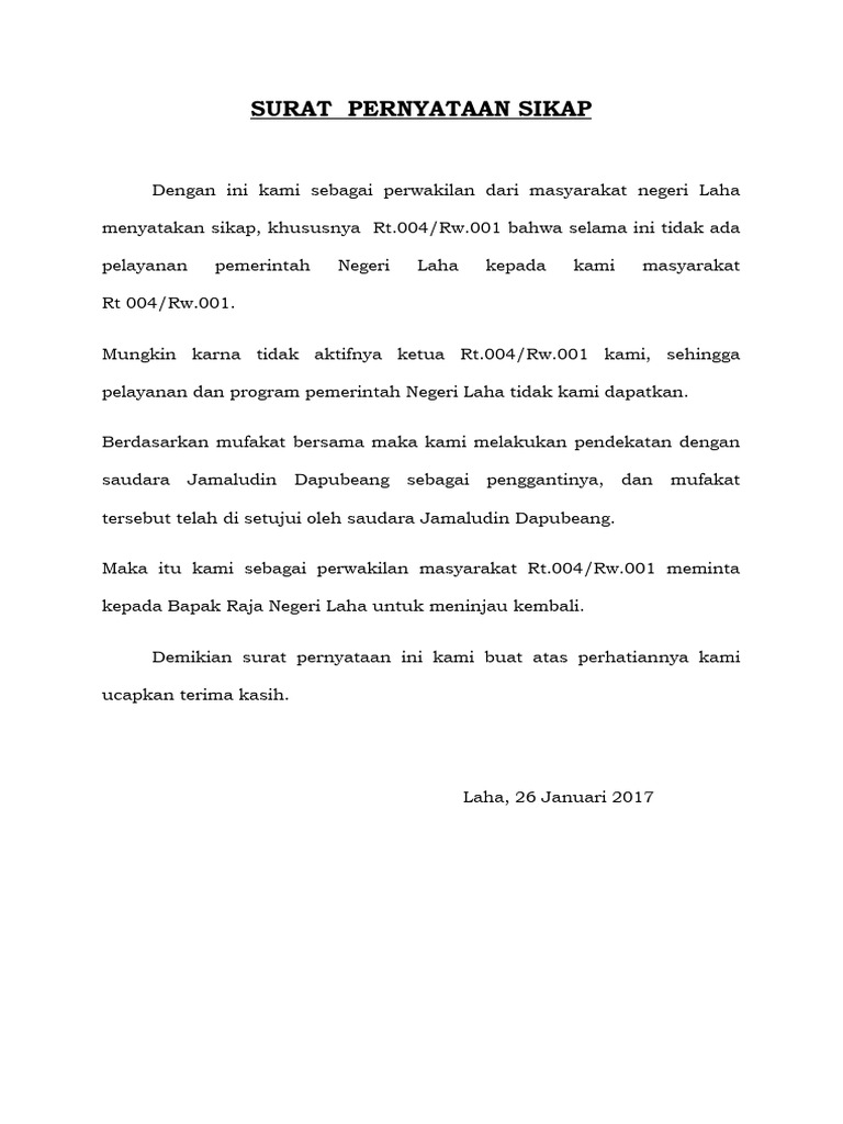 Surat Pernyataan Sikap | PDF