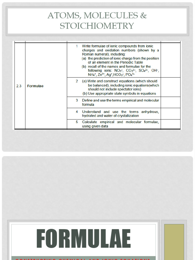 Atoms, Molecules & Stoichiometry (Part3) | PDF