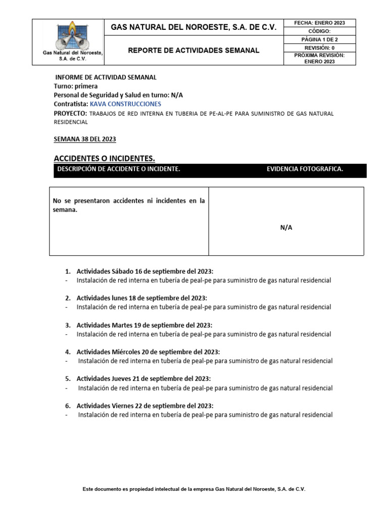 Reporte Semana 38 2023 - 081343 | PDF