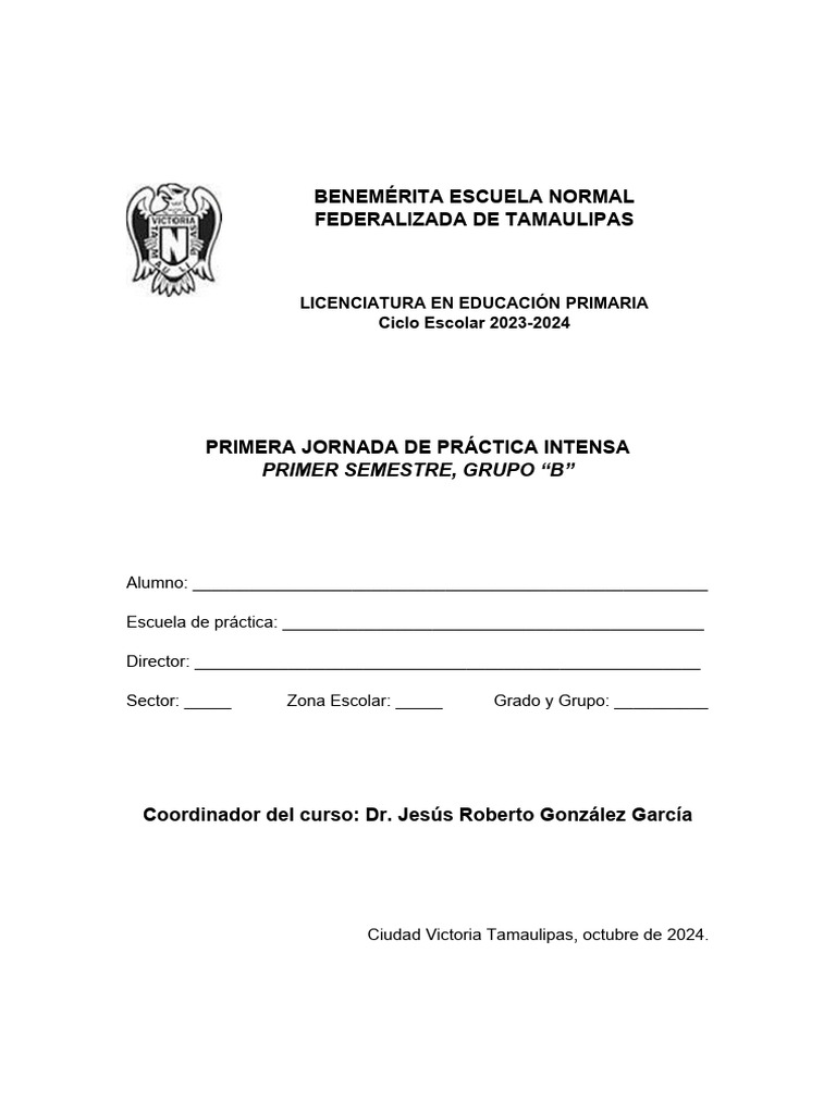 Portada Planeación Primera Práctica | PDF