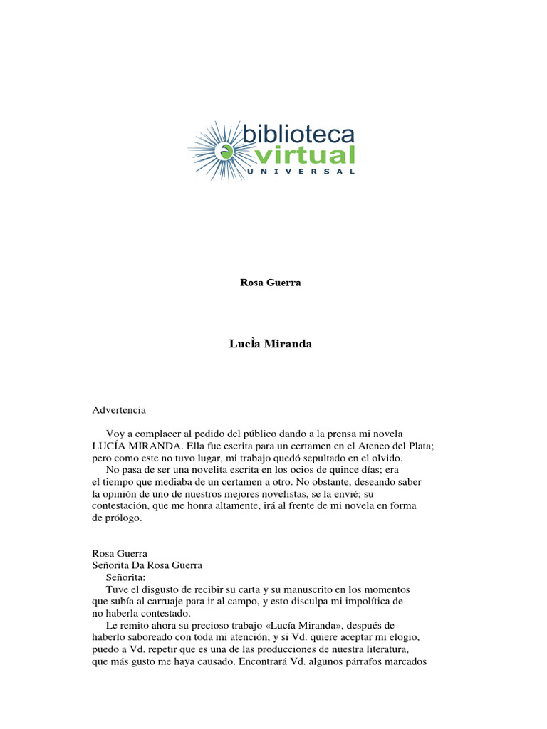 Rosa Guerra. Lucía Miranda | PDF