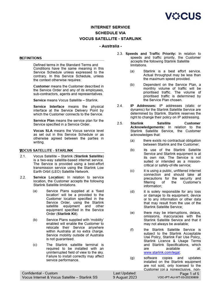 Vocus Satellite Starlink SS AU v2 09.08.2023 STC Version | PDF