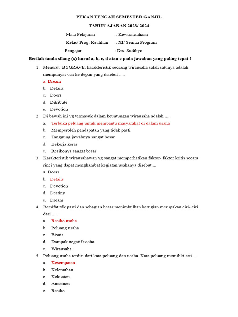 PTS XI Ganjil 2023-2024 Ok | PDF