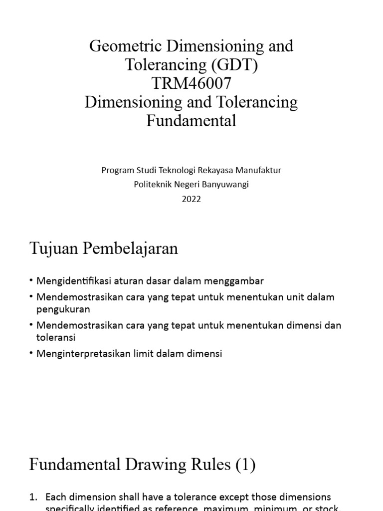 GDT-Dimensioning and Tolerancing Fundamental | PDF