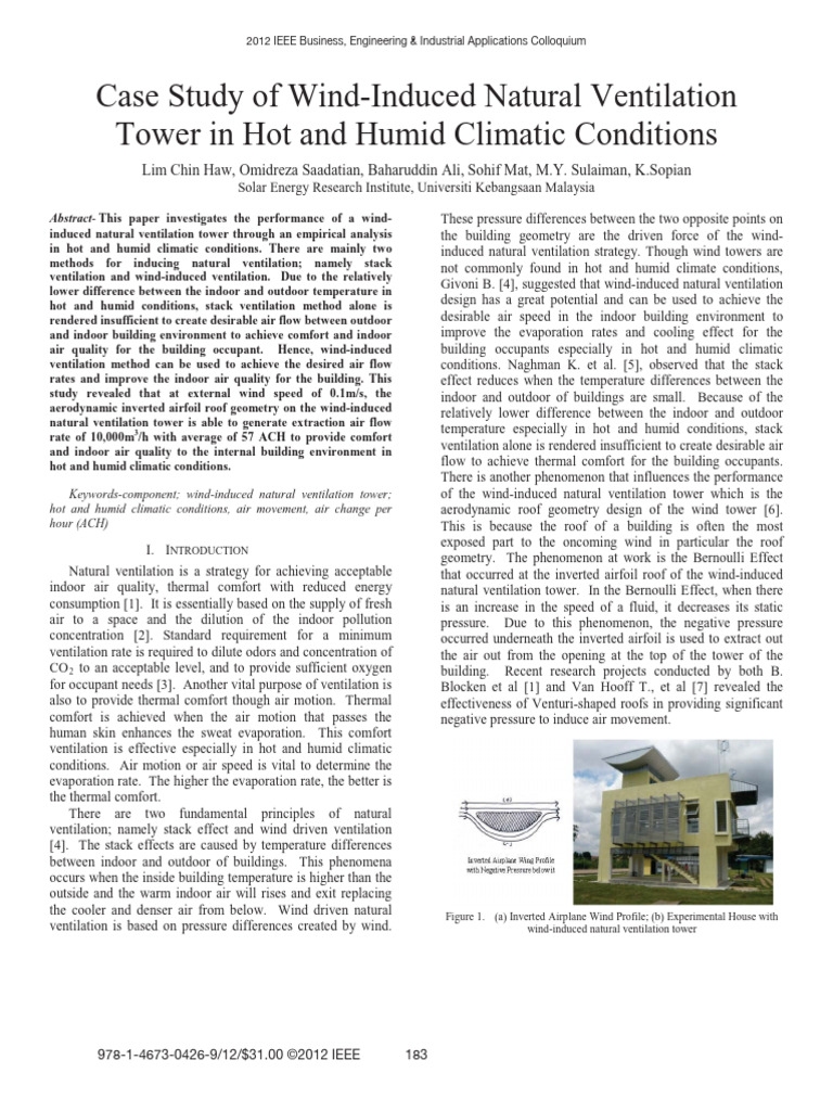 Case Study of Wind-Induced Natural Ventilation Tower in Hot and Humid ...