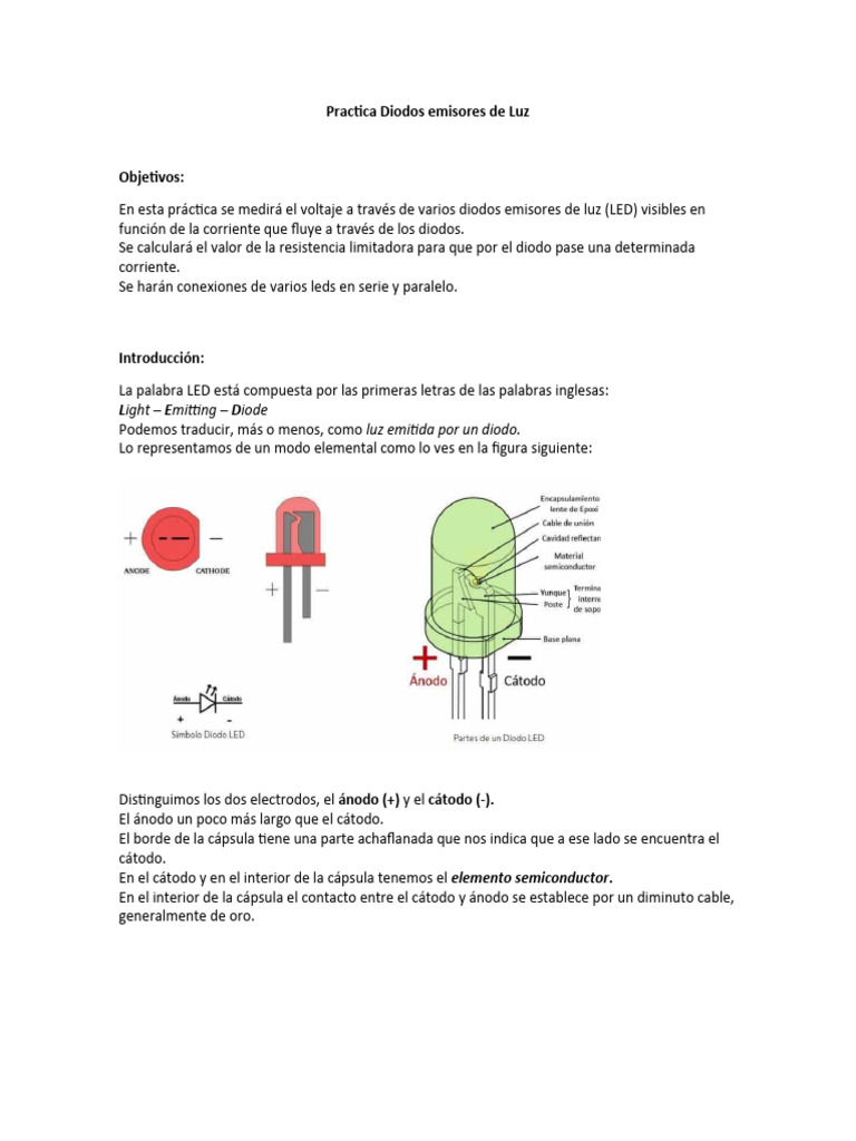 Practica 4 Diodos Emisores de Luz | PDF | Ciencia y matemáticas