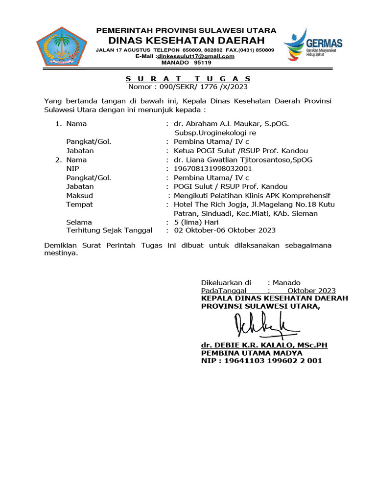 Surat Tugas Apk Komprehensif_095940 | PDF