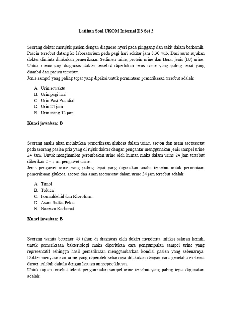 Latihan Soal UKOM Internal D3 Set 3 | PDF | Pengembangan Diri