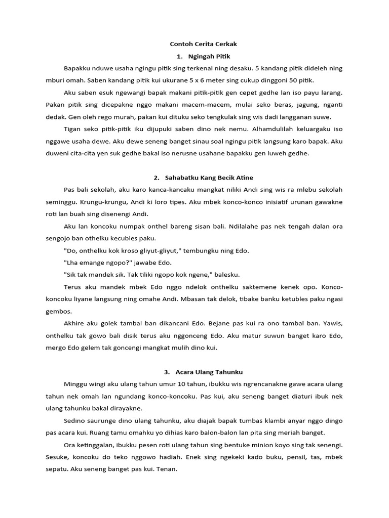 Contoh Cerita Cerkak | PDF