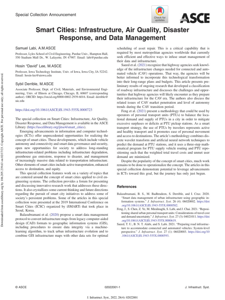 (Asce) Is 1943-555X 0000723 | PDF | Transport | Infrastructure