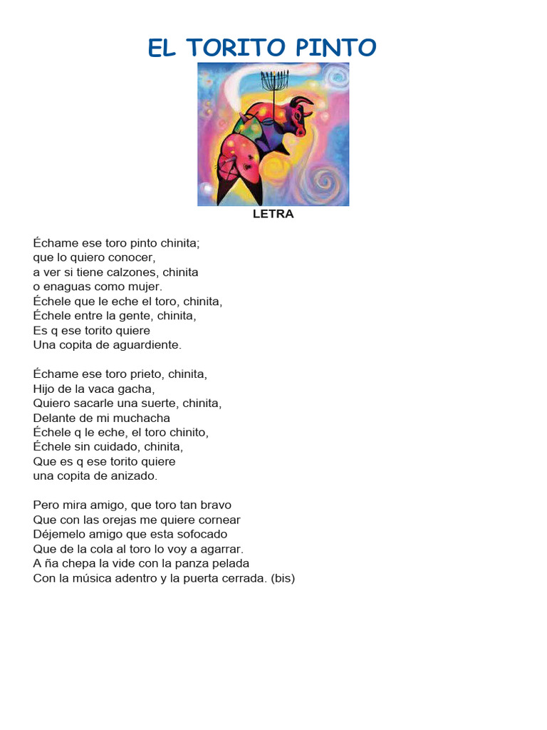 Letra y Tradición del Torito Pinto | PDF