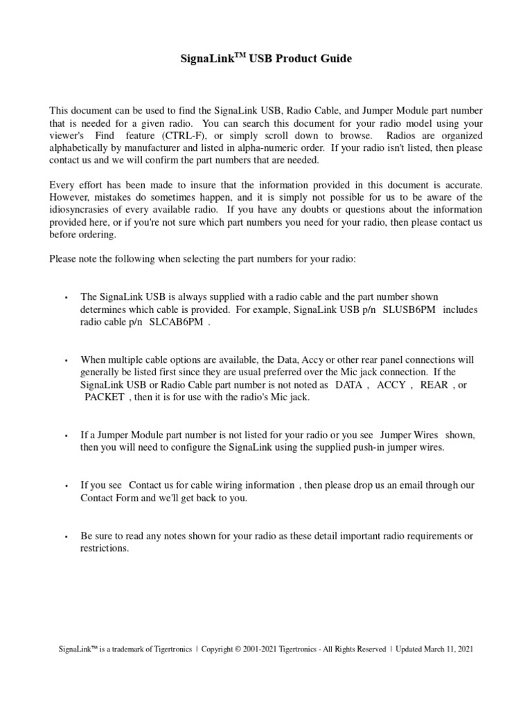 SignaLink USB Product Guide | PDF