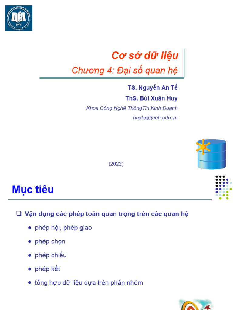 CSDL - Ch4.Dai So Quan He (Updated 2022) | PDF