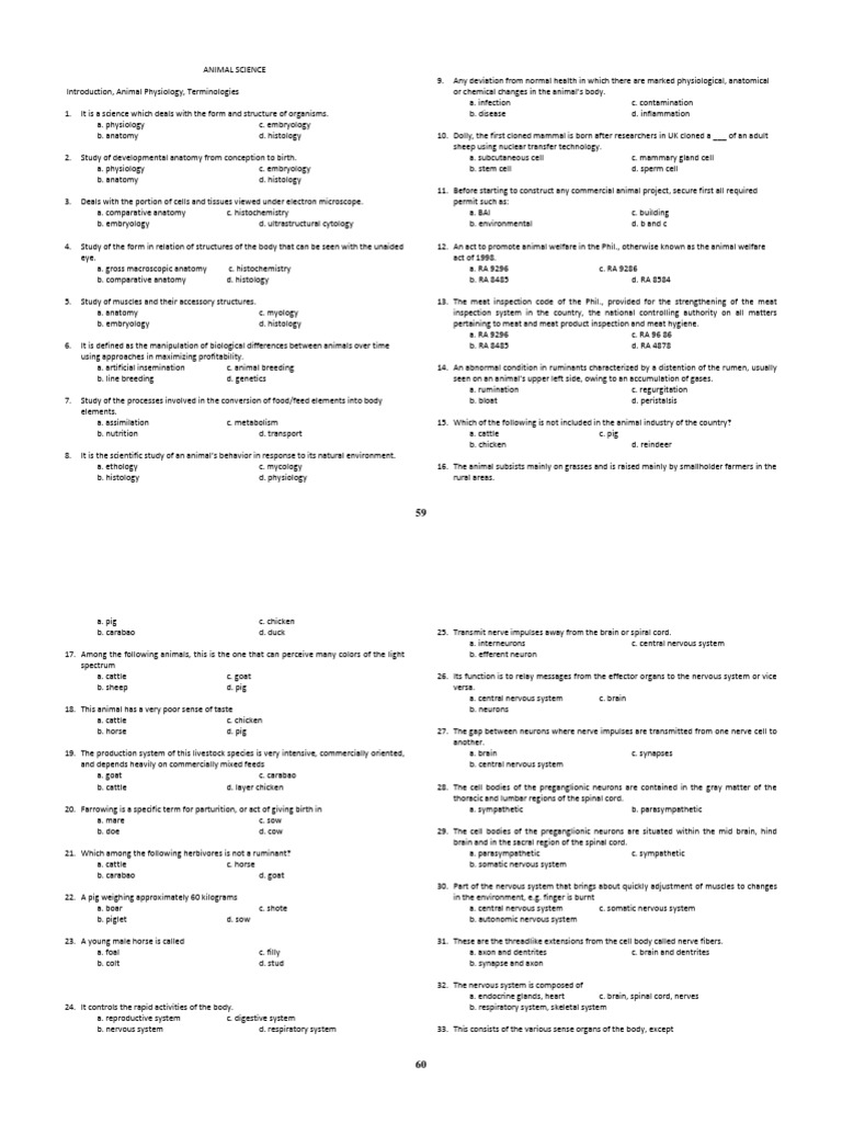 USM REVIEW Animal Science | PDF