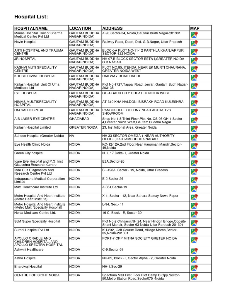 Please Download Hospital List For Cashless Treatment-1 | PDF