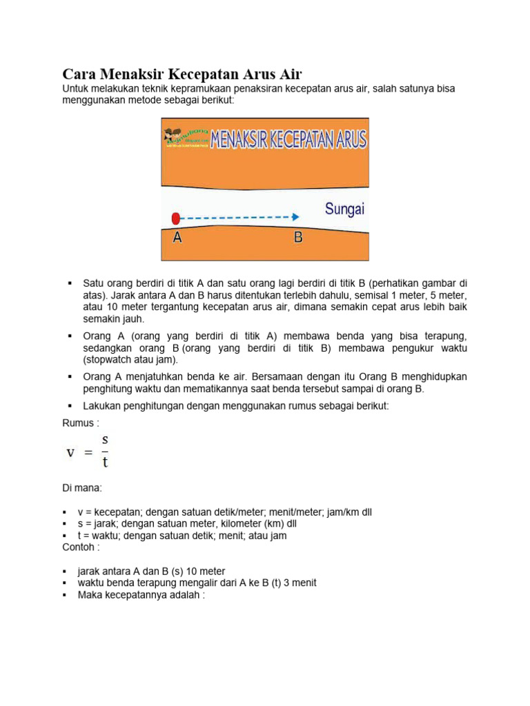 Menaksir Kecepatan Arus Air Sungai | PDF
