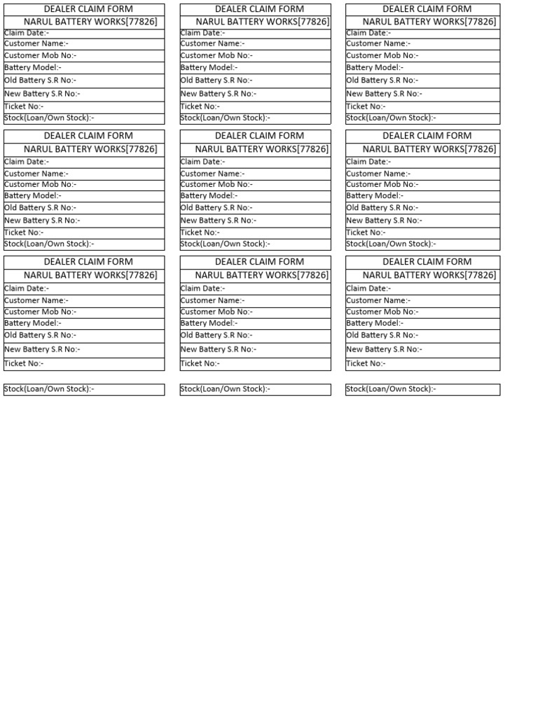 Dealer Claim Form e | PDF