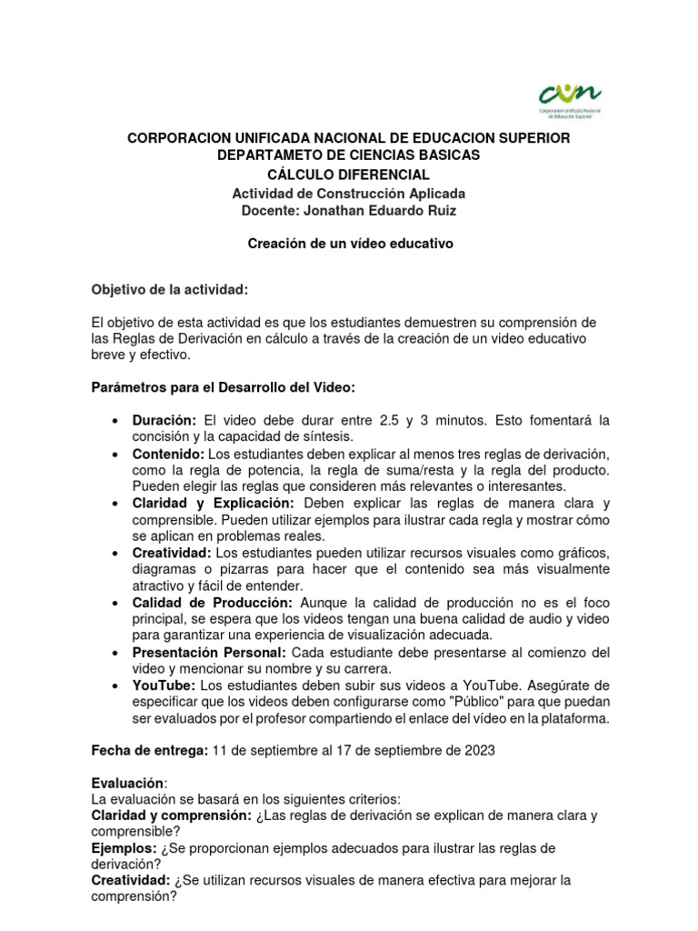 Aca 3. Cálculo Diferencial. | PDF | Youtube | Comunicación humana